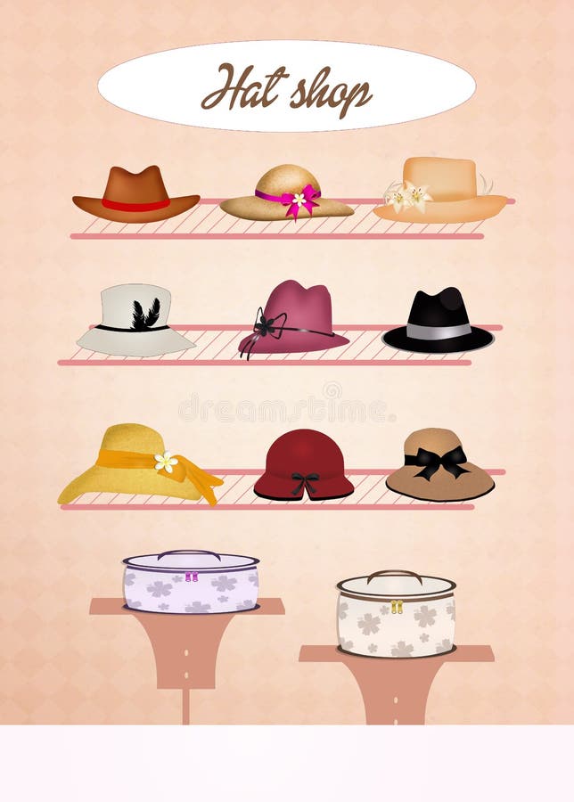 Hats shop stock illustration. Illustration of elegance - 89021242