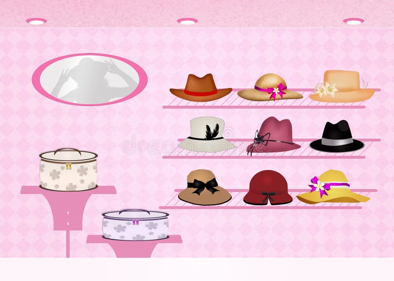 Hats shop stock illustration. Illustration of elegance - 89021242