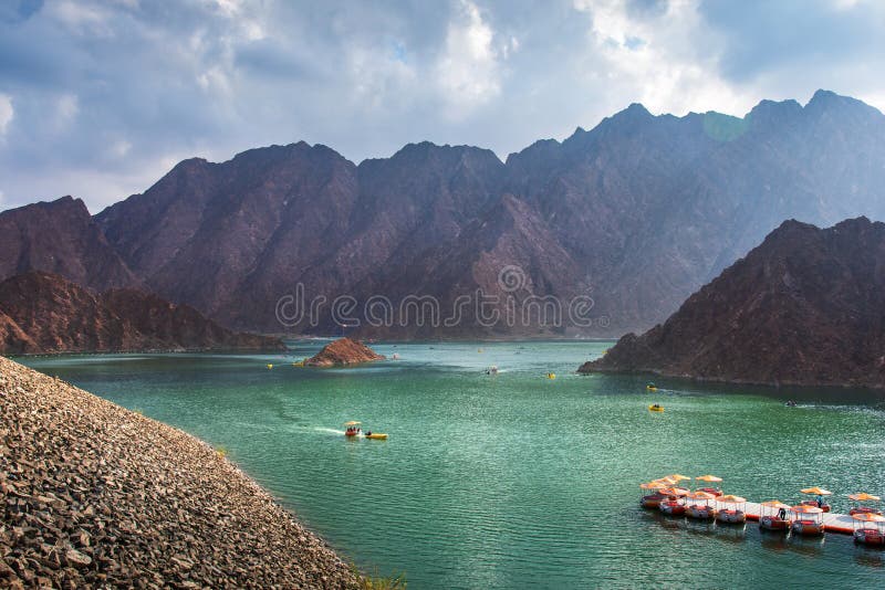 Hatta Dam Lake in Dubai Emirate of UAE Stock Image - Image of activity ...