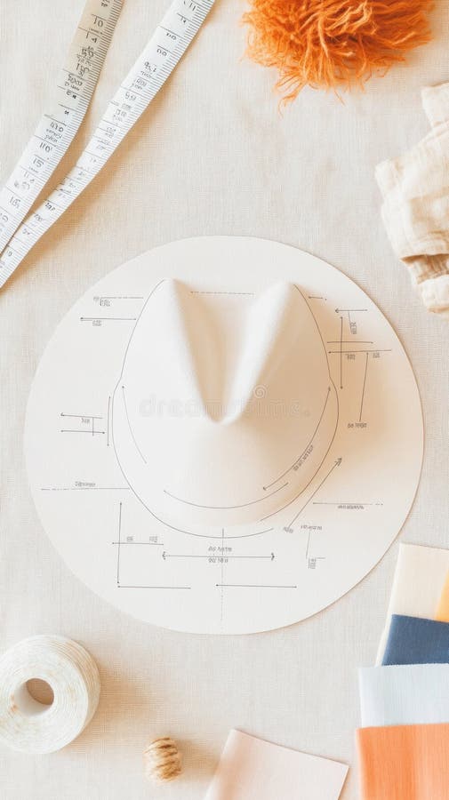 Hatter Designing New Hat Model Using Sewing Pattern, Tape Measure and ...