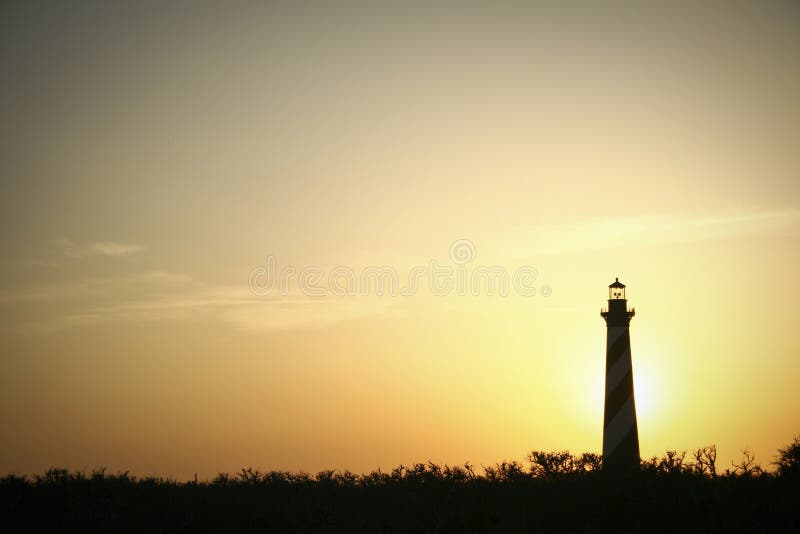 Hatteras Light House at Sunset Stock Image - Image of atlantic, light ...