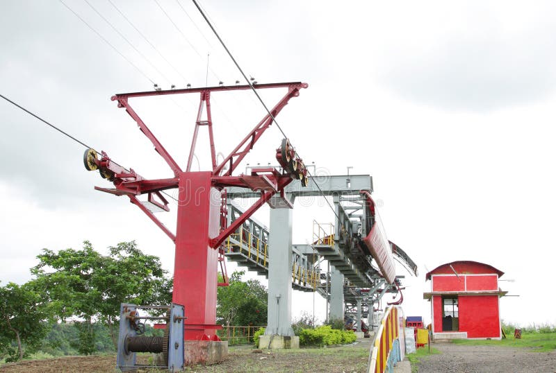 Hauling Carrying Rope & Erection Tower of Aerial Ropeway Stock Photo ...