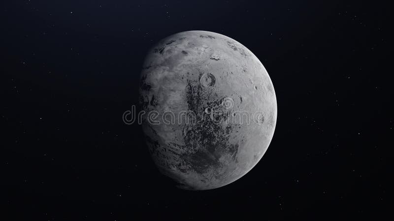 Haumea Dwarf Planet Rotating in Its Own Orbit in the Outer Space. Green ...
