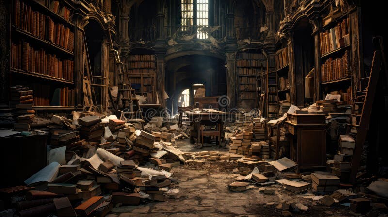 Haunted creepy library stock illustration. Illustration of whispering ...