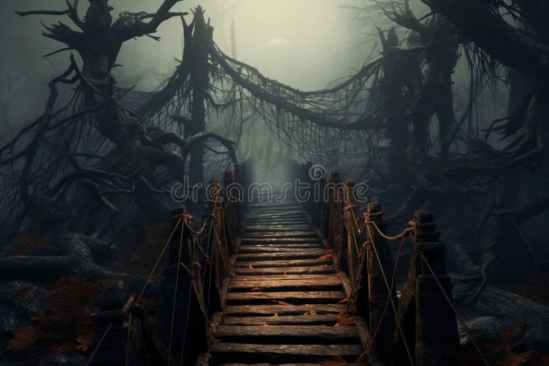 Haunted Forest Bridge Stock Illustrations – 181 Haunted Forest Bridge ...