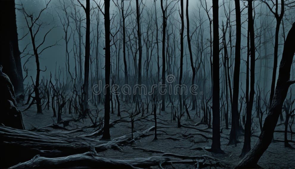 Haunted Forest with Dead Trees and Mist Stock Photo - Image of haunted ...