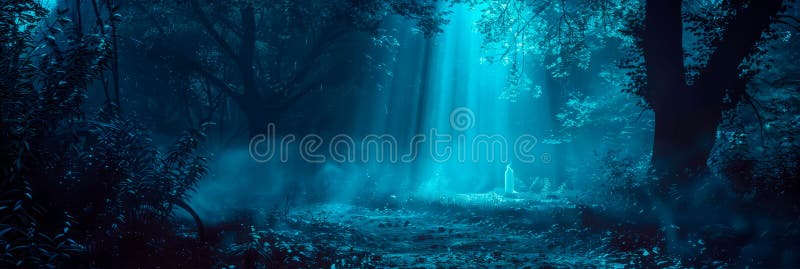 A Haunted Forest with Eerie Fog and Ghostly Figures, Stock Image ...