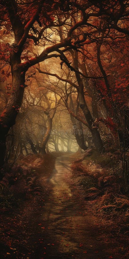 Haunted Forest Path Optical Illusion Halloween Stock Illustration ...