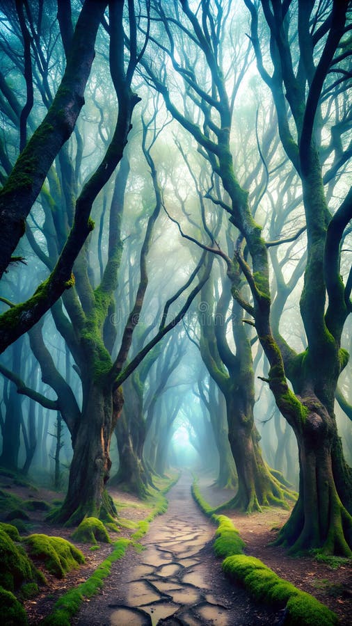 Haunted Forest Path. a Spooky Scene of a Haunted Forest Path Stock ...