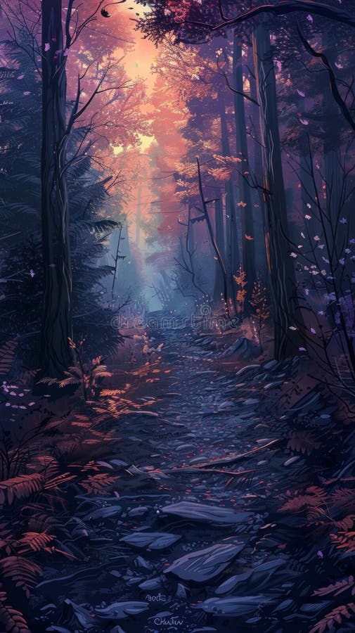 Haunted Forest Trail Halloween Illustration Stock Illustration ...