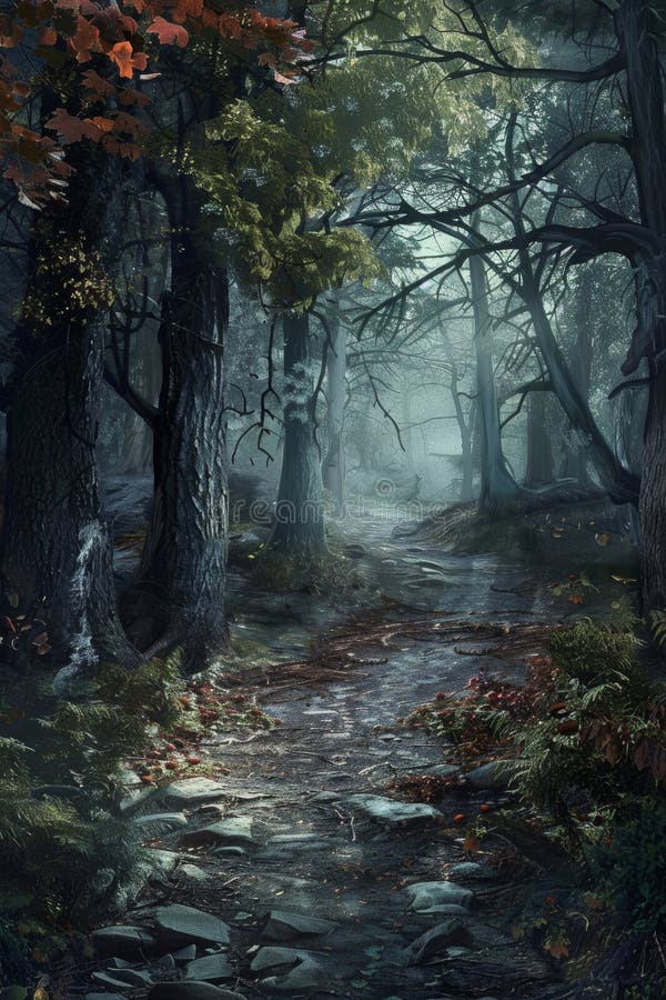 Haunted Forest Trail Layout Background Stock Illustration ...