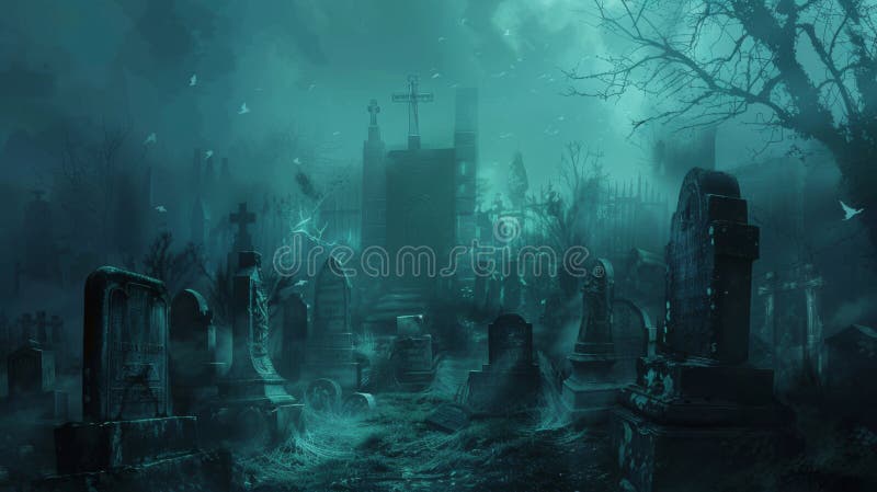 Haunted Graveyard Layout Background Stock Image - Image of night, dirty ...