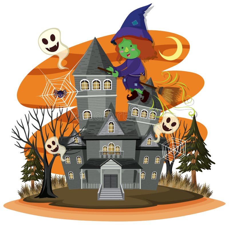 Haunted House in Cartoon Style Stock Vector - Illustration of cartoon ...