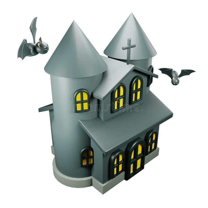 Haunted House 3d Rendering Isometric Icon. Stock Vector - Illustration ...