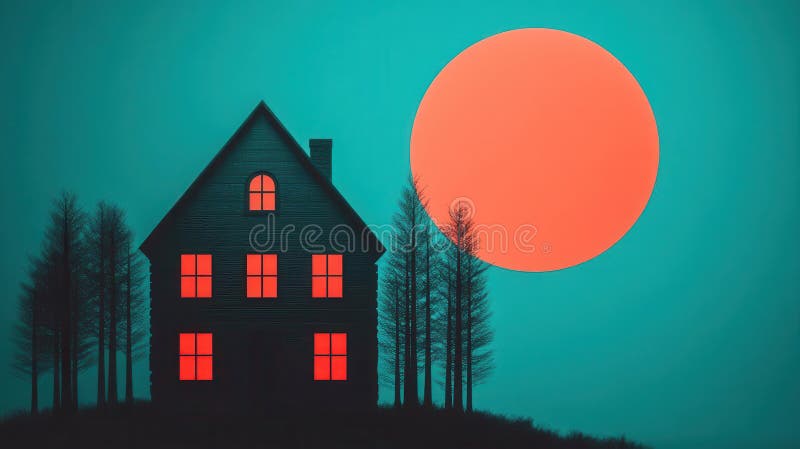 Haunted House Flat Design Side View Halloween Theme 3D Render Vivid ...