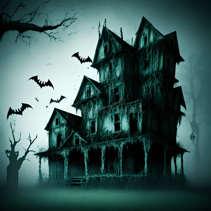 Gothic House in Night, Generative AI Illustration Stock Illustration ...