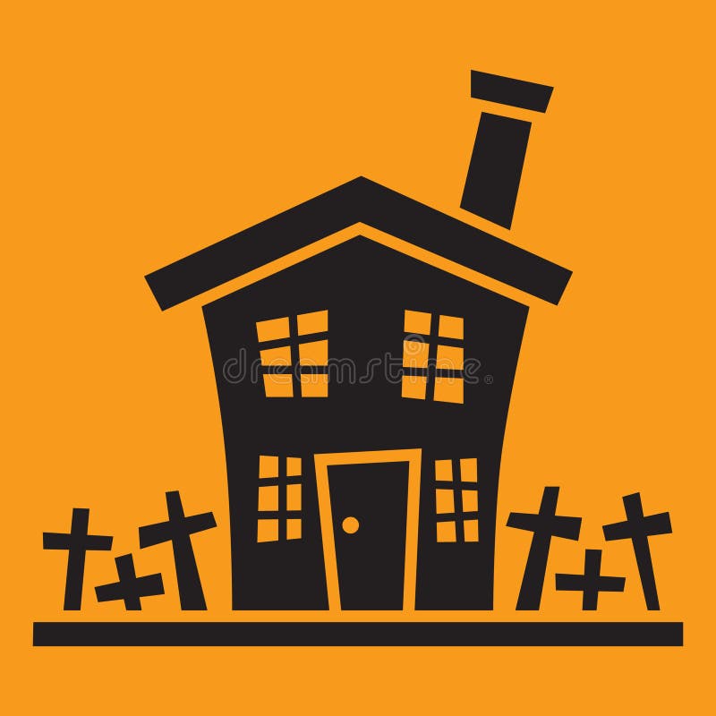 Haunted House with Graveyard. Vector Illustration Decorative Design ...
