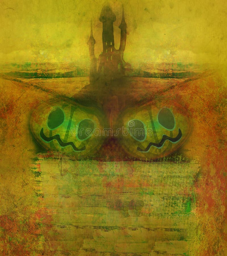 Haunted House, Grunge Halloween Frame Stock Illustration - Illustration ...