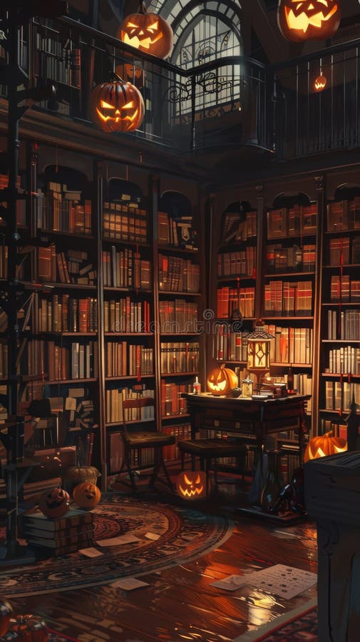 Haunted Library Halloween Illustration Celebration Stock Illustration ...