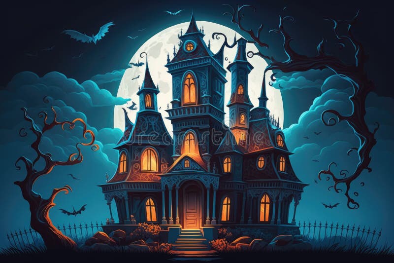 Haunted Mansion Where Ghosts Can Rest in the Moonlight Stock ...