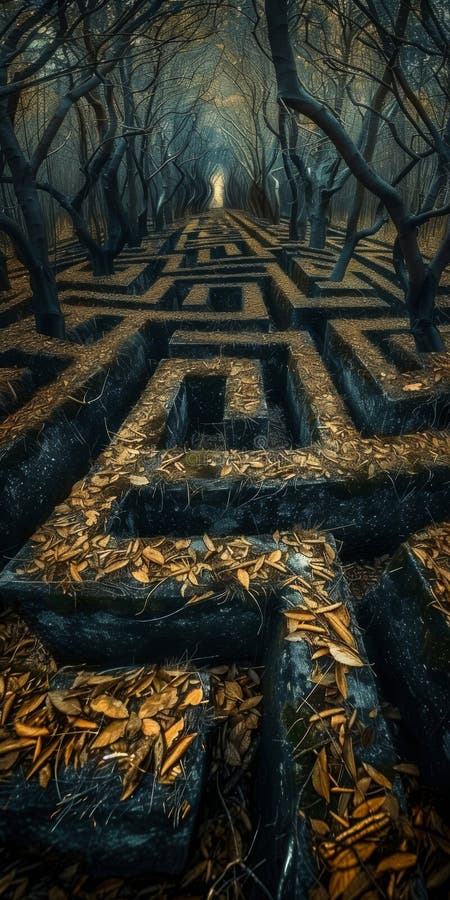 Haunted Maze Halloween Optical Illusion Stock Illustration ...