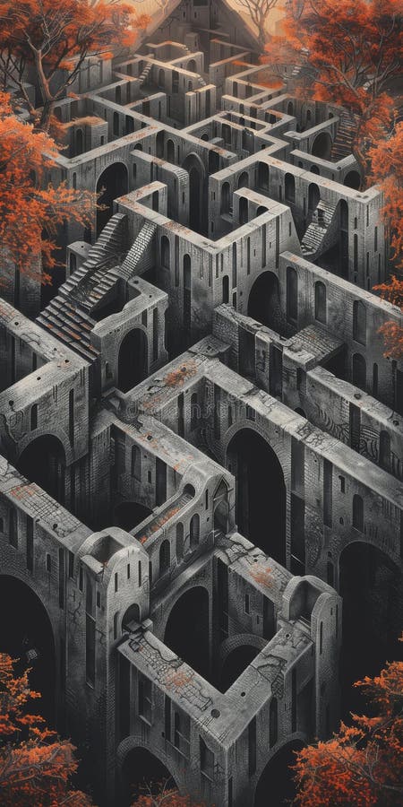 Haunted Maze Halloween Optical Illusion Stock Illustration ...
