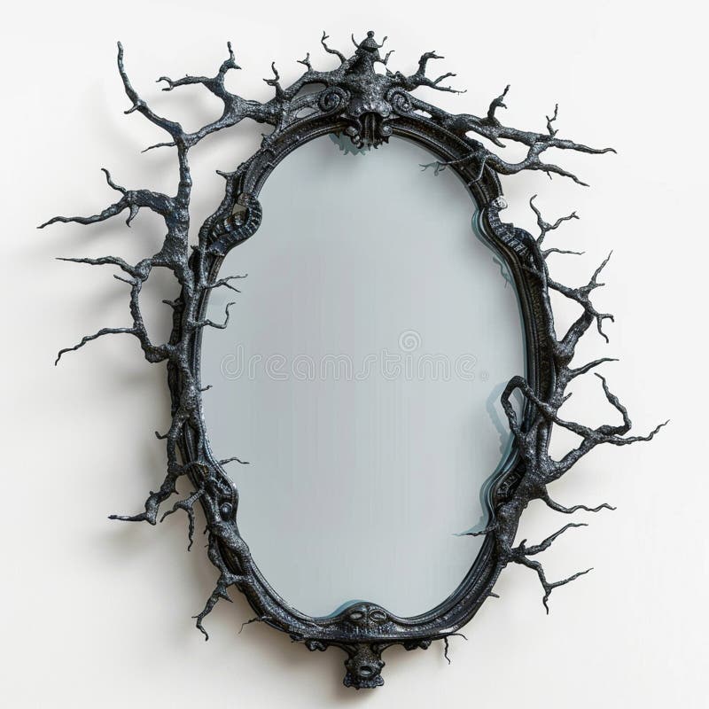 A Haunted Mirror with Eerie Branches Creates Spooky Atmosphere Stock ...