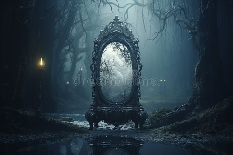 Haunted Mirror Reflections Ghostly Reflections Stock Illustration ...