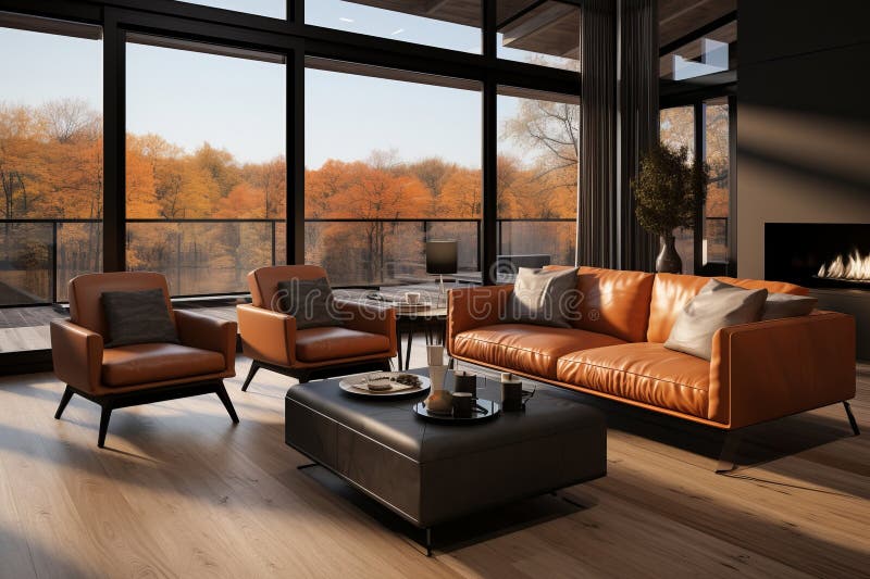 Haunted Modern Living Room 3d Visualization with Ample Space for Text and Design Elements Stock ...