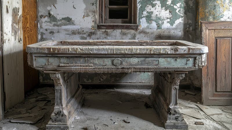 Haunted Mortuary Table in Abandoned Building Stock Illustration ...