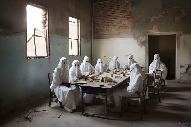 Haunted Old Castle with Ghost Family. Neural Network AI Generated Stock ...