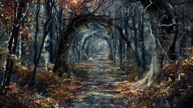 Haunted Path Optical Illusion Halloween Stock Illustration ...