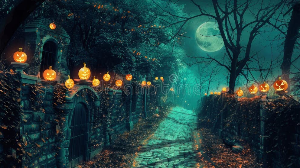 Haunted Path Optical Illusion Halloween Stock Illustration ...