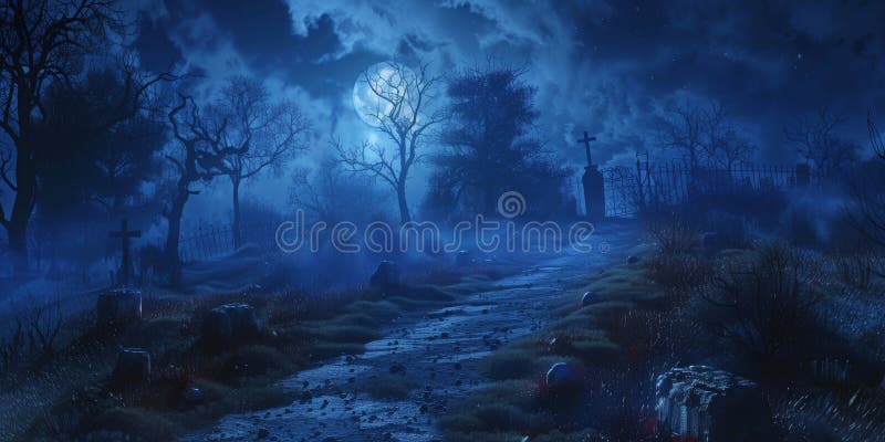 Haunted Pathway Halloween Layout Background Stock Illustration ...