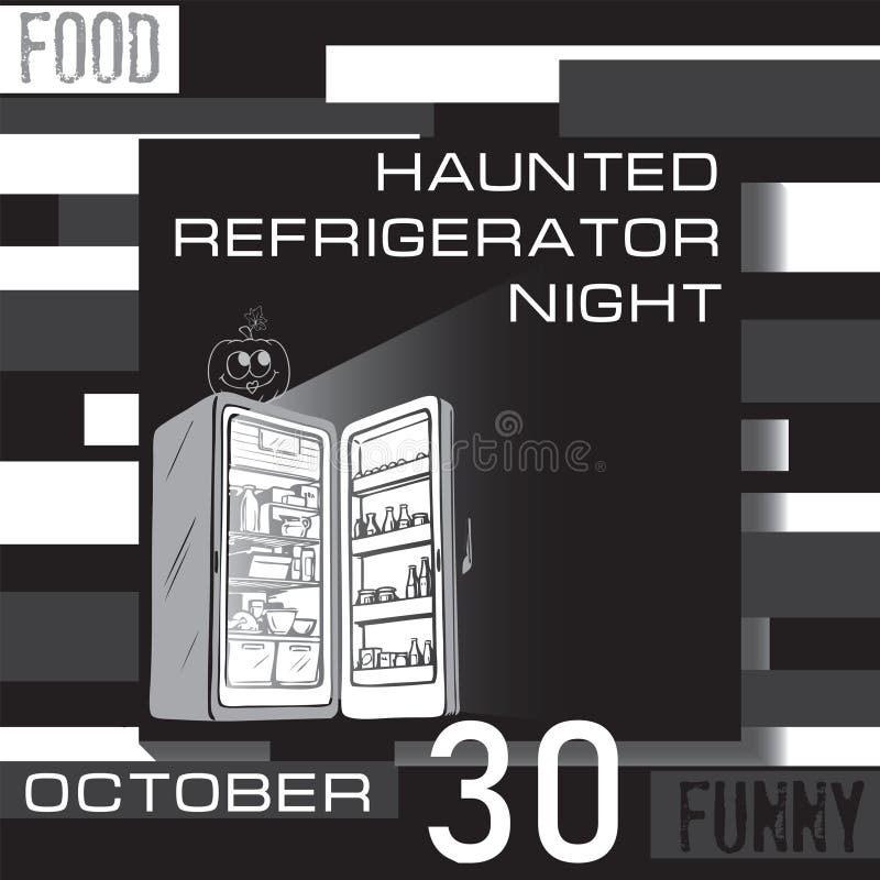 Haunted Refrigerator Night stock vector. Illustration of vector - 260233802