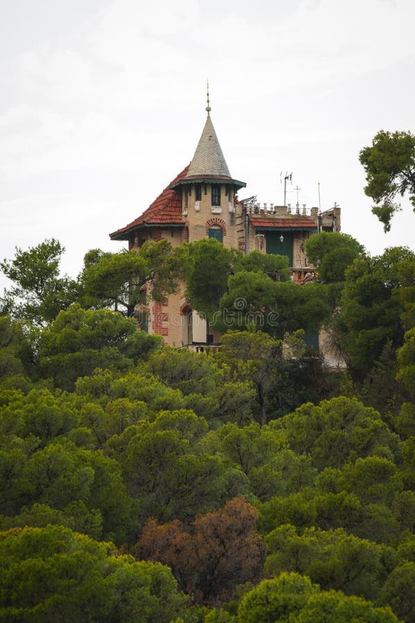 Haunted Tower in a Pine Tree Forest. Stock Photo - Image of stones ...