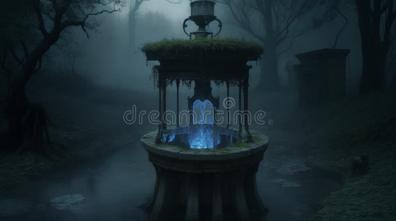 A Haunted Well with Ghostly Hands Reaching Out Stock Illustration ...