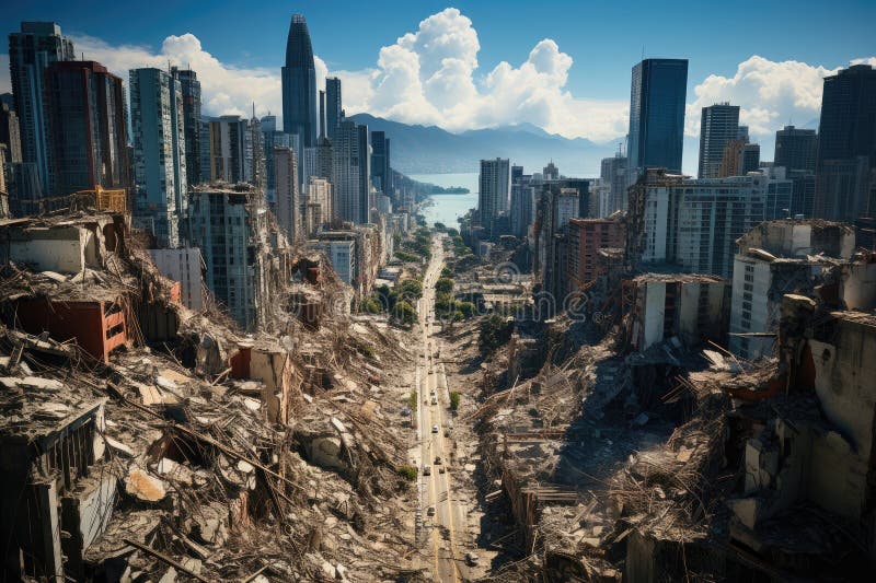 Haunting Aftermath of a Devastating Earthquake Stock Photo - Image of ...