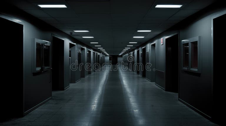 Haunting empty office dark stock illustration. Illustration of foreboding - 360884827