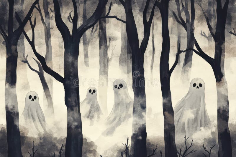 Haunting Forest stock illustration. Illustration of chilling - 342131123