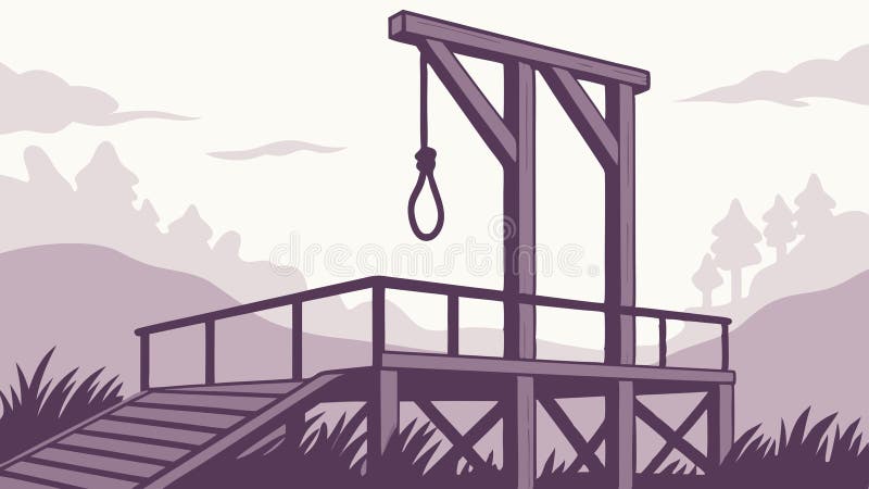 Haunting Gallows in a Forested Structure Vector Art, Vector Design ...