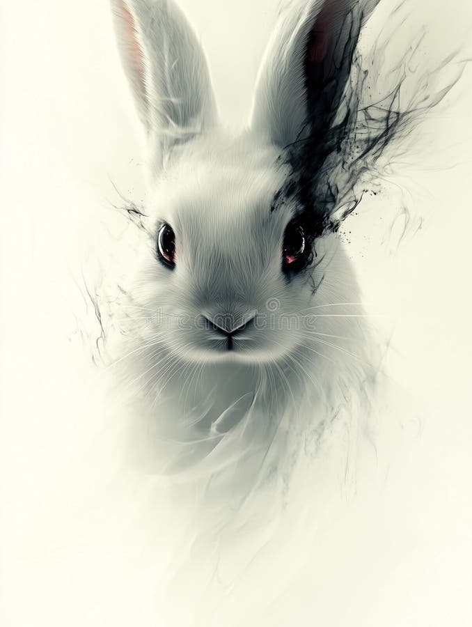Haunting Gaze of a White Rabbit Stock Illustration - Illustration of ...