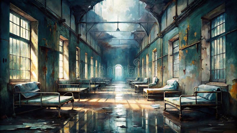 A Haunting Glimpse into a Derelict Asylum Corridor Shadows Dance in ...