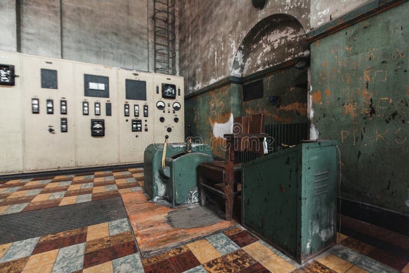 Abandoned Control Room of an Industrial Power Plant Stock Image - Image ...