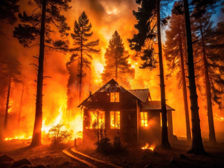 A Desolate Silhouette of an Abandoned Firehouse Engulfed by a Forest ...