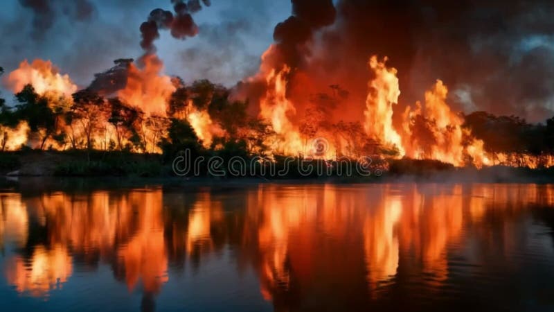 Nighttime Fires in the Amazon Stock Footage - Video of dark, global ...
