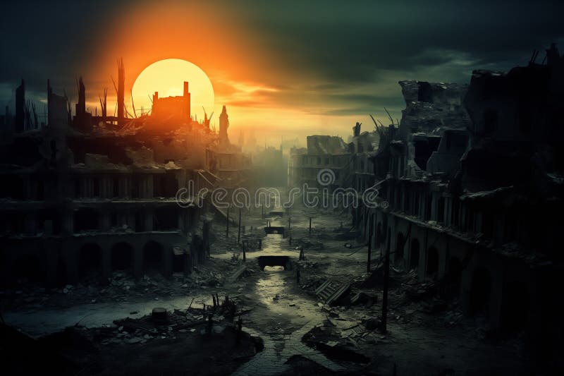 Apocalyptic Sunset. Generative Ai Stock Illustration - Illustration of ...