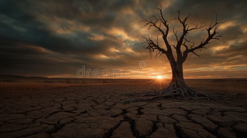 Drought S Toll: a Striking Image of a Dead Tree Solemnly Standing in a ...