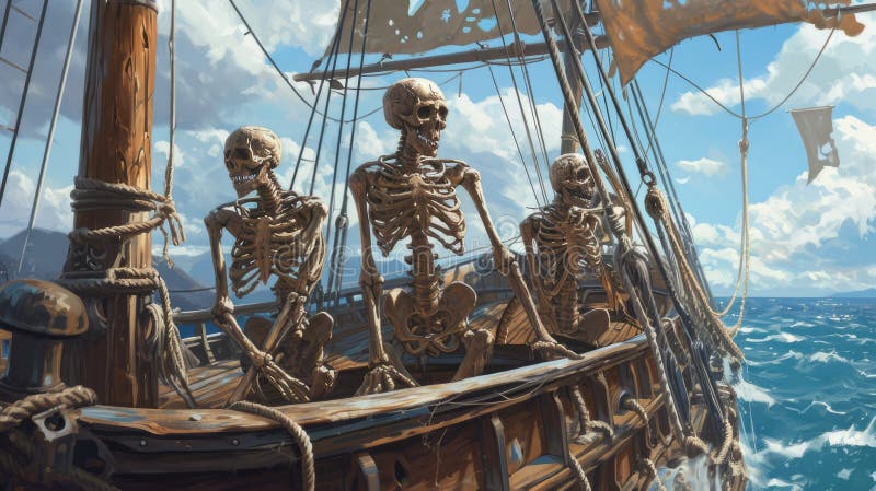 Eternal Voyage: Sailing Ship Carrying Spectral Crew Across Time Stock ...