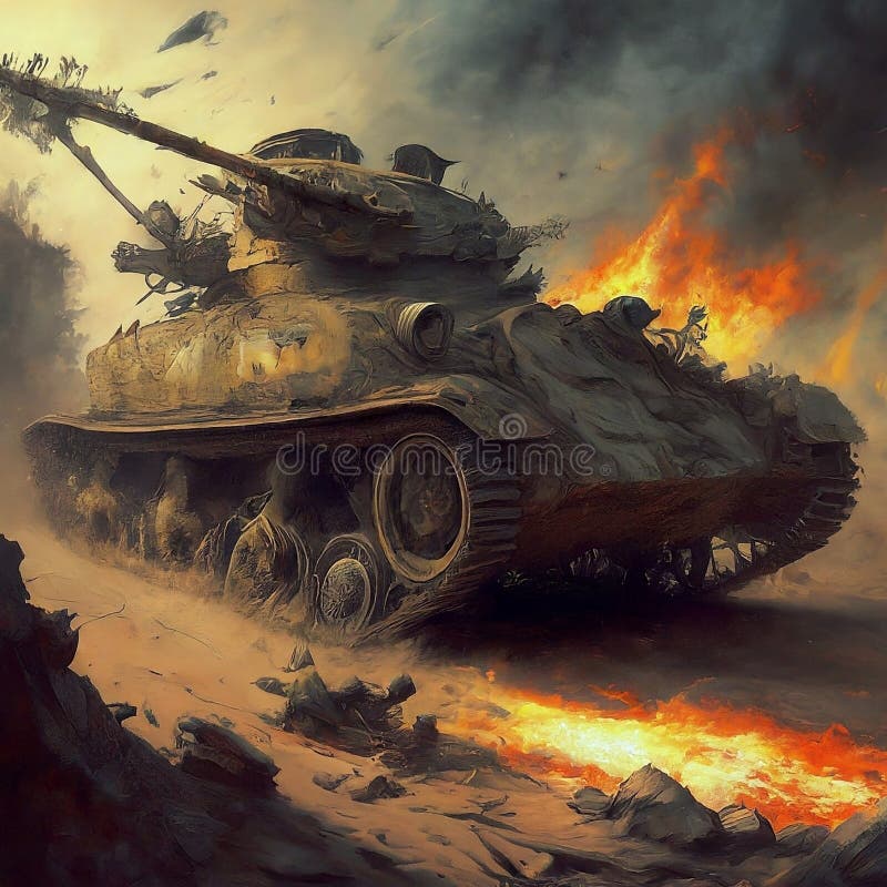War-Torn Tank: a Symbol of Destruction Stock Illustration ...